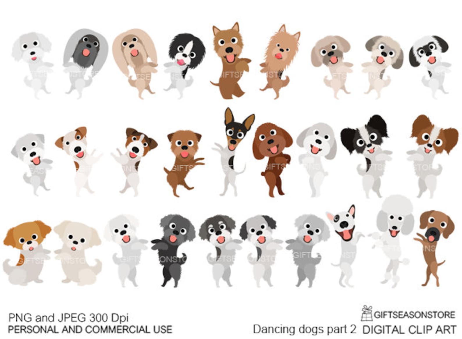 Dancing Dogs Part 2 Digital Clip Art for Personal and - Etsy