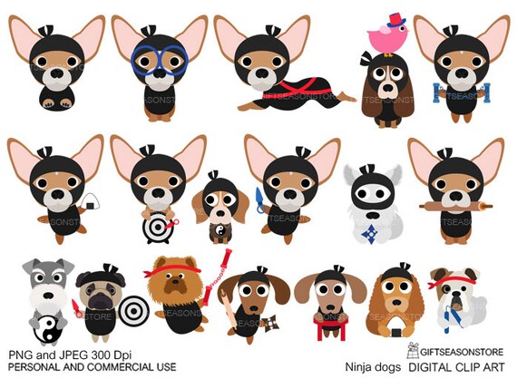 Ninja Dogs Digital Clip Art for Personal and Commercial Use - Etsy