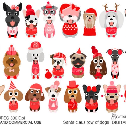 Christmas Dog Digital Clip Art for Personal and Commercial Use - Etsy
