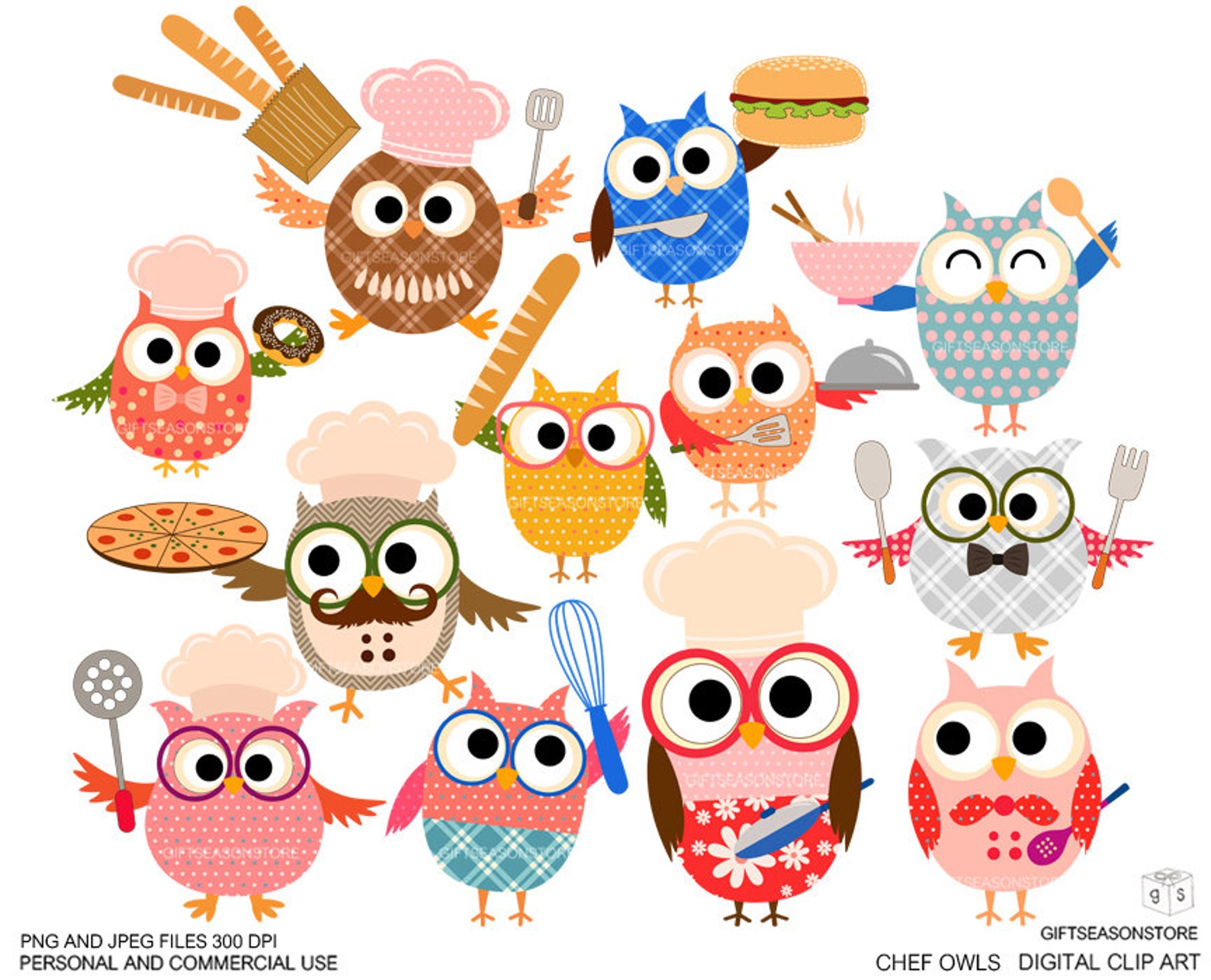 Chef Owls Digital Clip Art for Personal and Commercial Use - Etsy