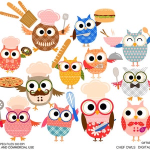 Chef Owls Digital Clip Art for Personal and Commercial Use - Etsy