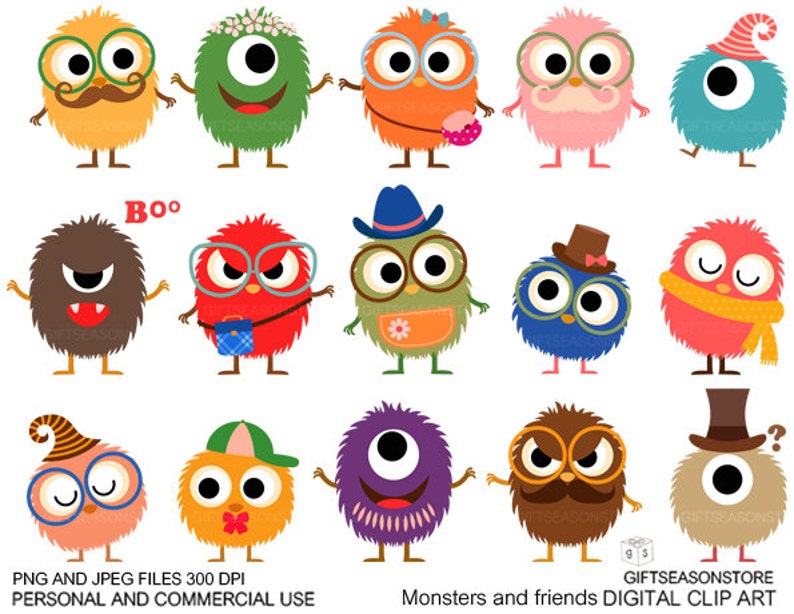 Monsters and Friends Digital Clip Art for Personal and | Etsy