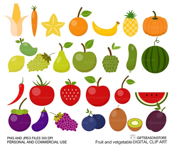 Fruit and Vegetable Clip Art for Personal and Commercial Use - Etsy