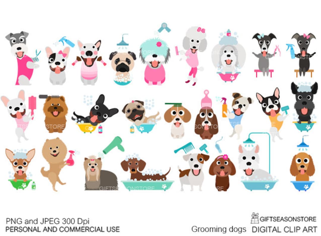 Dog Grooming Digital Clip Art for Personal and Commercial Use - INSTANT ...