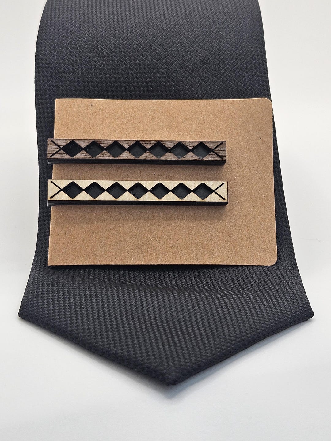 Wooden Tie Clips | Laser Engraved | Diamond Pattern Tie Clip| Cut-out ...