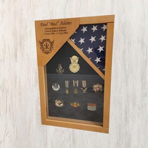 Engraved Military Retirement Shadow Box: Flag Display Case - Etsy