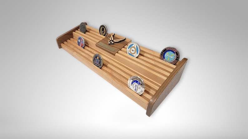 Engraved Military Coin Display: Alder & Walnut Wood, Holds 60 Coins - Etsy