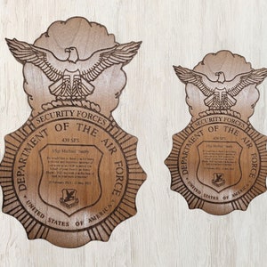 Air Force Security Forces Badge Engraved Plaque, Defensive Fortis Wood ...