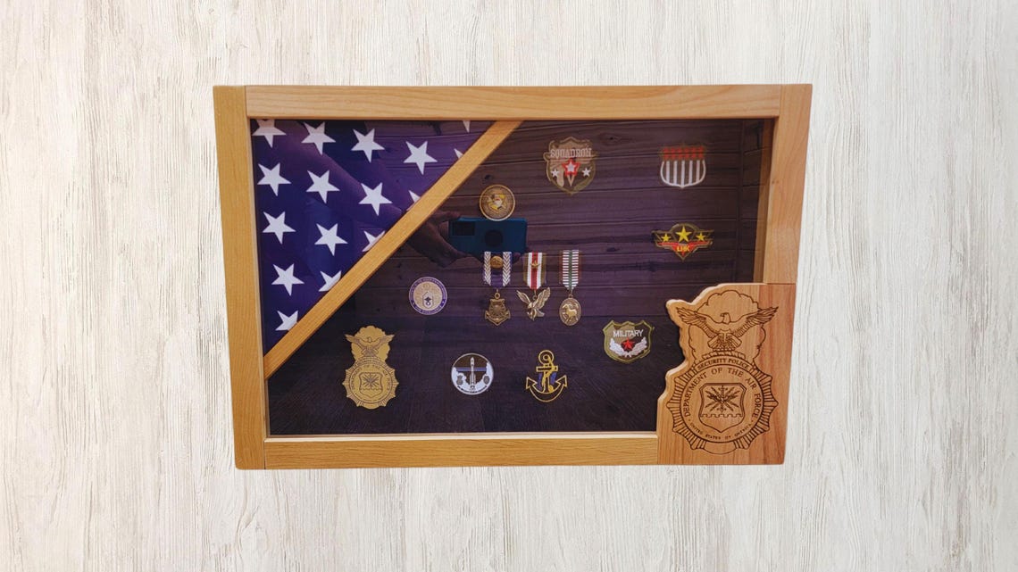 Engraved Military Retirement Shadow Box: USN Anchor Flag Display Case ...