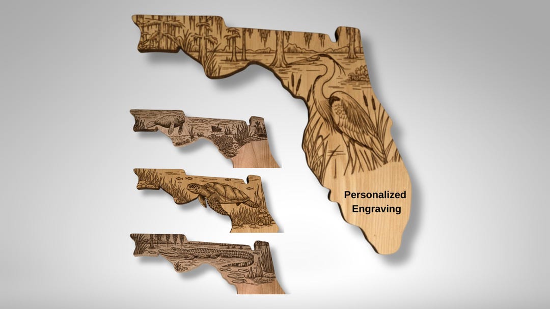Custom Engraved Florida Wood Plaque: Wildlife State Art - Etsy