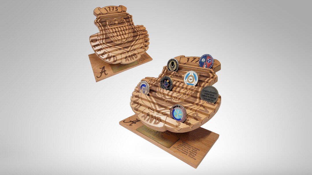 Engraved Alder Wood Challenge Coin Display: Army Adjutant General Corps ...