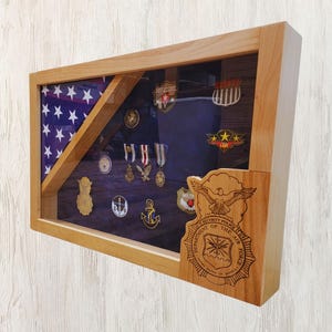 Engraved Military Retirement Shadow Box: USN Anchor Flag Display Case ...