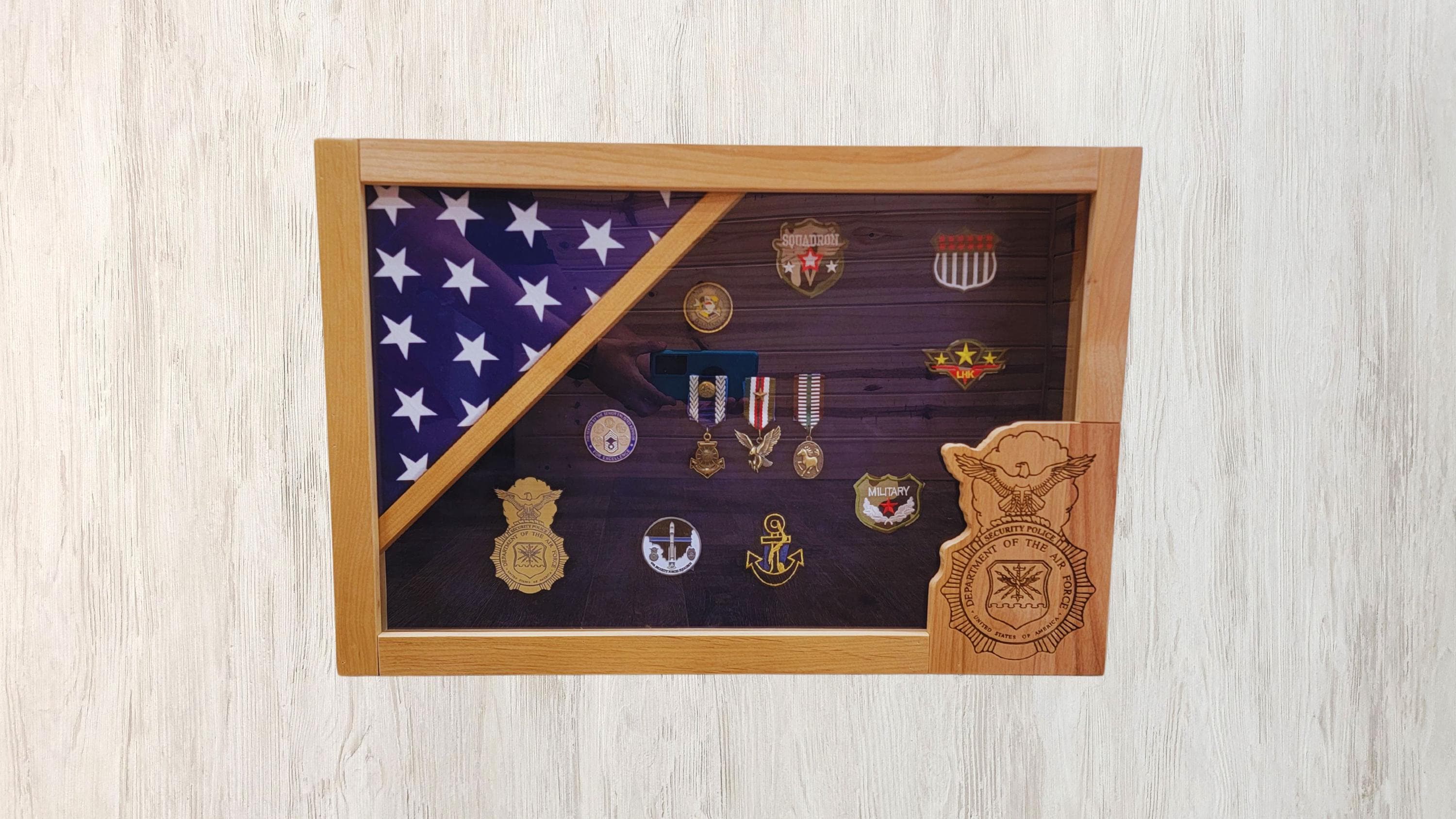 Engraved Military Retirement Shadow Box: USN Anchor Flag Display Case ...