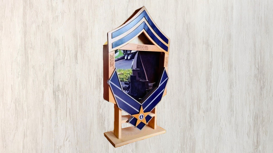 Air Force Rank Shadow Box, Military Shadow Box and Flag Case, Air Force ...