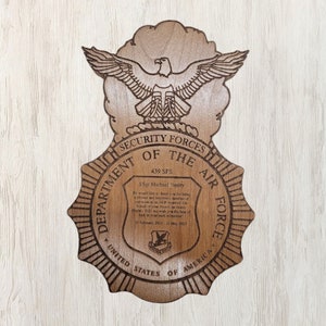 Air Force Security Forces Badge Engraved Plaque, Defensive Fortis Wood ...