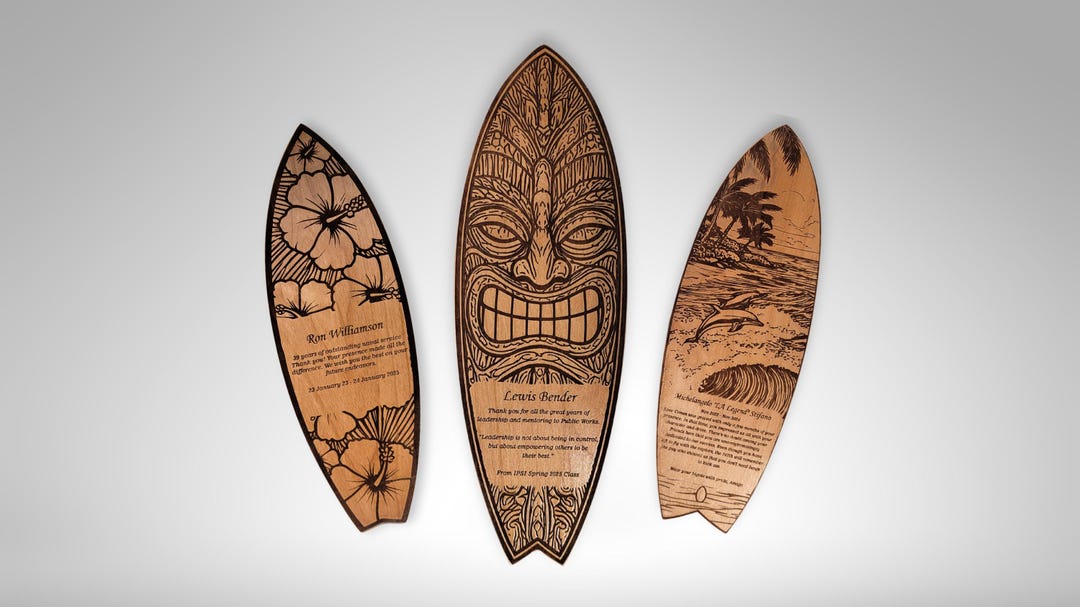 Custom Engraved Surfboard Plaque: Tropical Beach Decor - Etsy