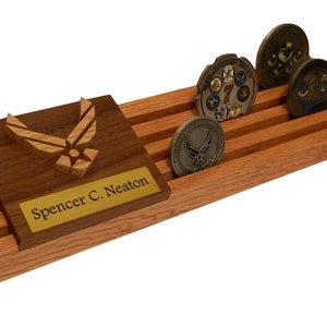 Military Challenge Coin Display, Engraved Military Coin Holder Display ...