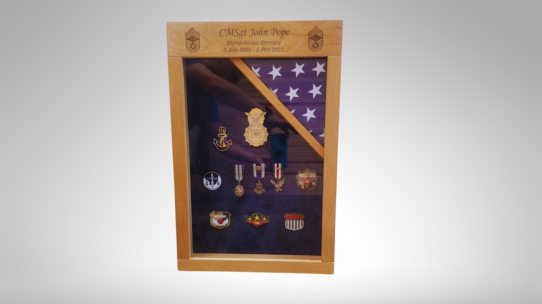 Engraved Military Retirement Shadow Box: Flag Display Case - Etsy