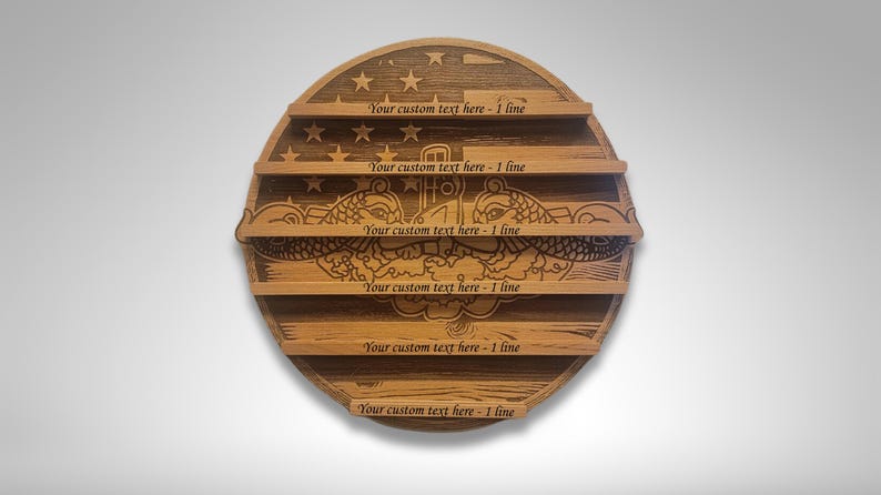 Custom Military Challenge Coin Display: Engraved Alder Wood, Veteran ...
