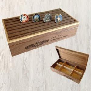 Military Challenge Coin Display Box, Custom Engraved Personalized Coin ...