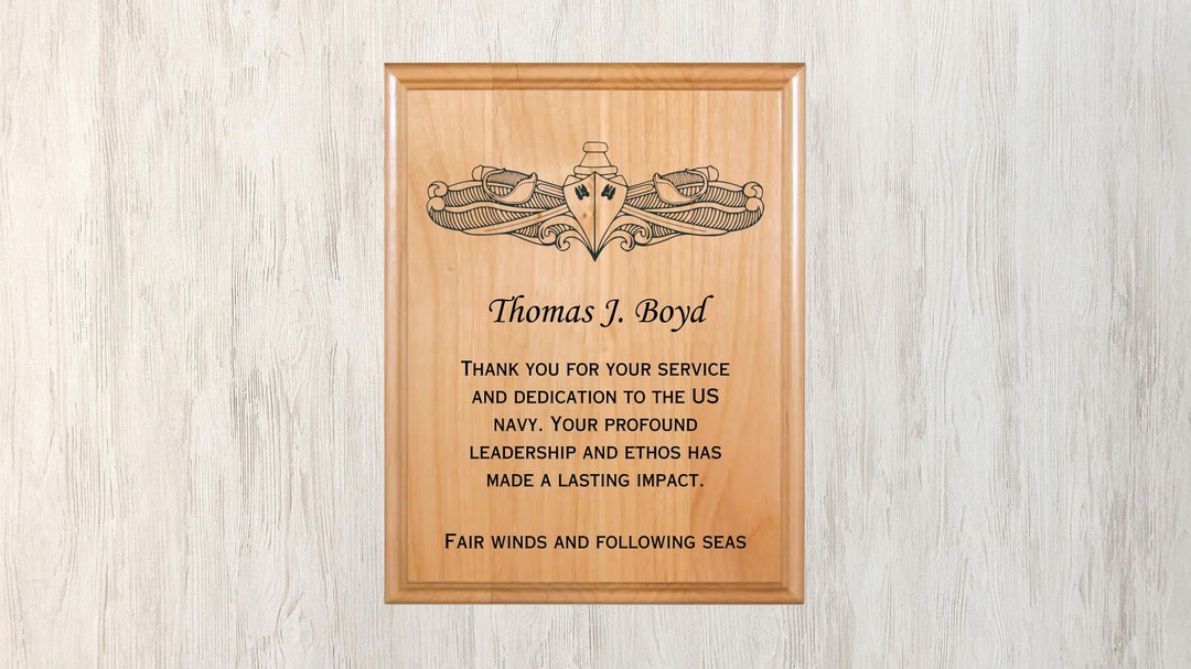 Military Wood Engraved Plaque, Going Away Gift, Military Award, Engraved Wood Plaque, Custom ...