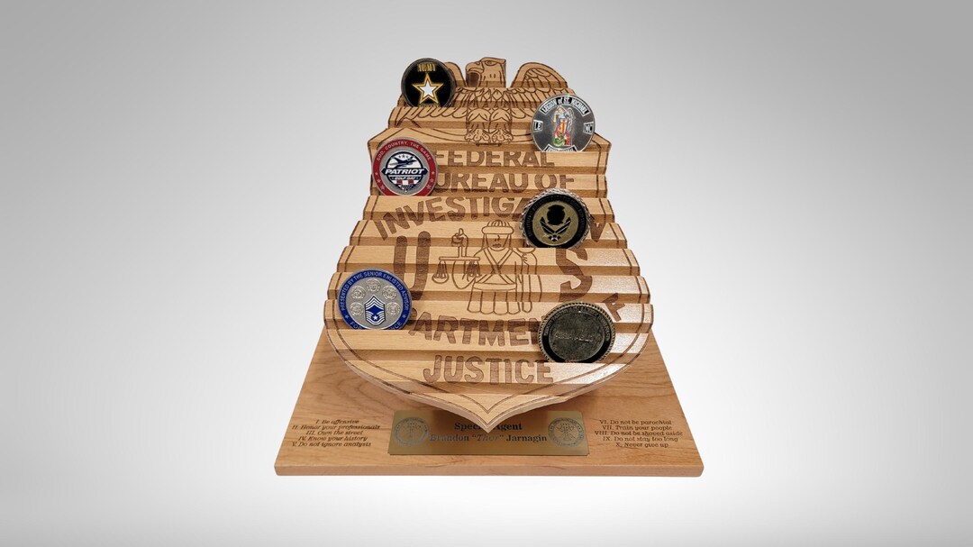 US Army Counterintelligence Badge Coin Display, Unique Wooden Challenge ...