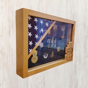 Engraved Military Retirement Shadow Box: USN Anchor Flag Display Case ...