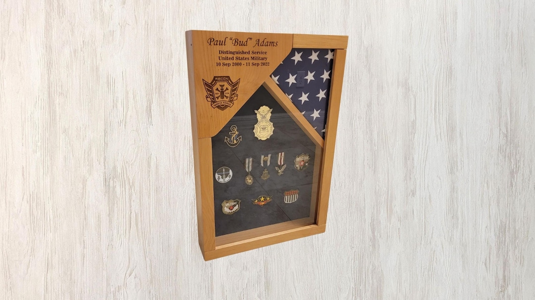 Engraved Military Retirement Shadow Box: Flag Display Case - Etsy