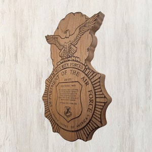 Air Force Security Forces Badge Engraved Plaque, Defensive Fortis Wood ...
