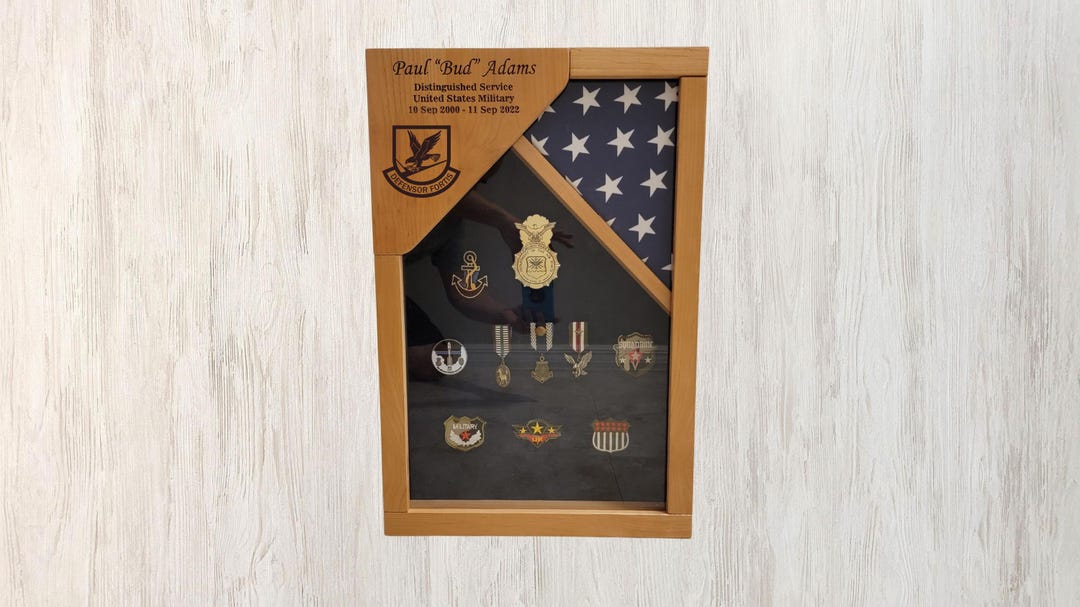 HSI Military Shadow Box, Retirement Flag Case Air Force Security Forces ...