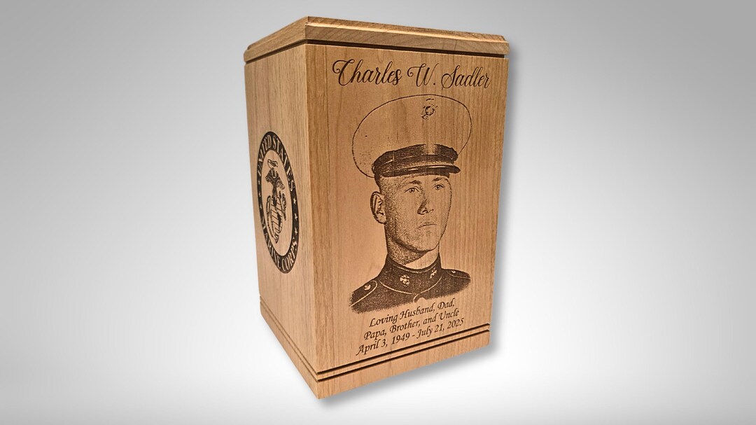 Personalized Veteran Urn With Photo Engraving, Custom Military Memorial ...