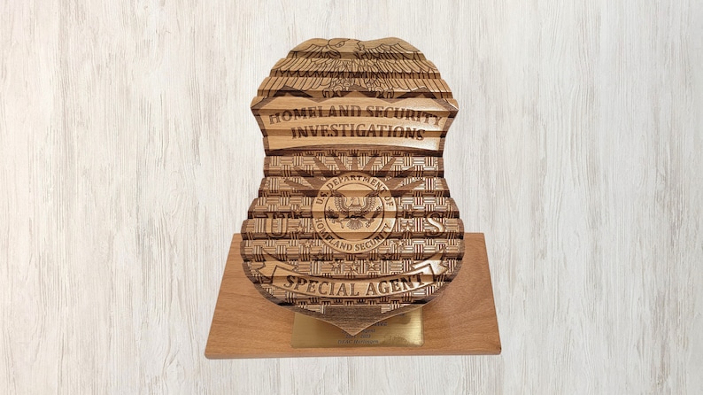 Custom HSI Badge Challenge Coin Display, Personalized Alder Wood Holder ...