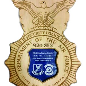 Security Forces Personalized Wood Badge, Air Force Police Plaque ...