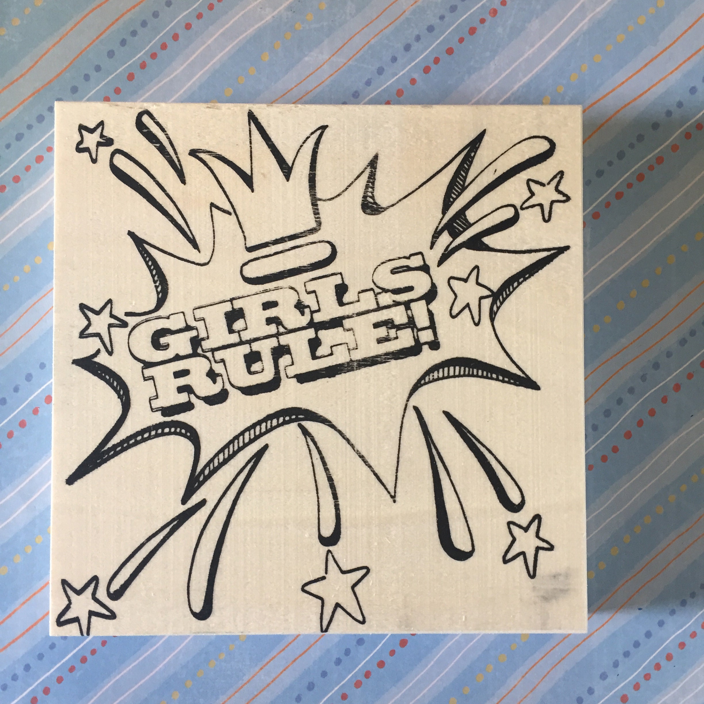 Coloring Page Girls Rule Wood Board Girl Power Girls Night | Etsy