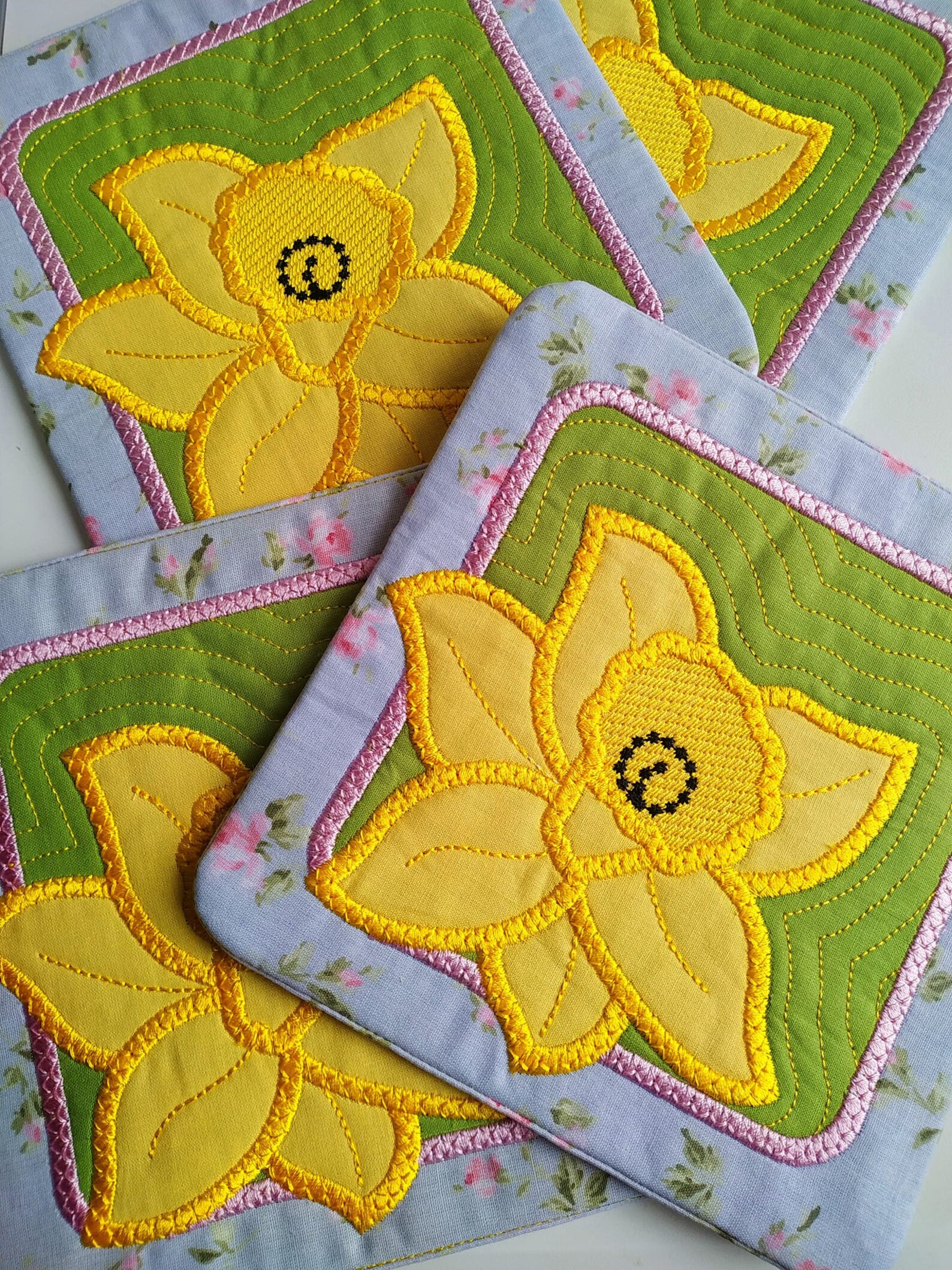 The Set of Four Coasters With Great Embroidery Design, Made in Our ...