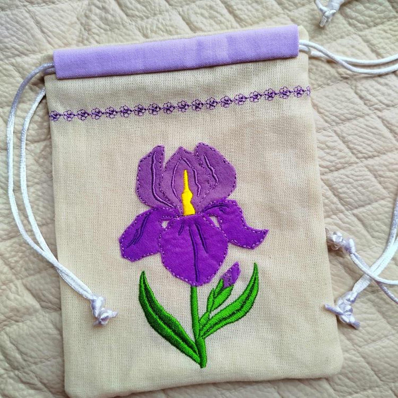 ITH Floral Applique Drawstring Bags - Machine Embroidery Designs ...