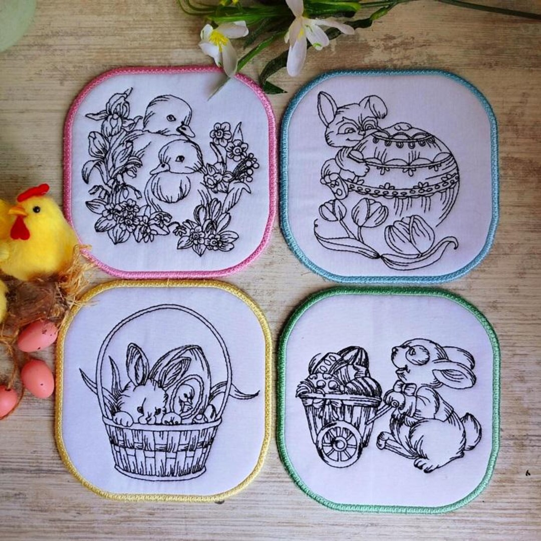 ITH Easter Coasters to Color Machine Embroidery Designs - Instant ...