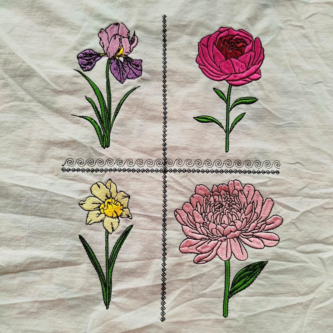 Florals Machine Embroidery Designs Set - Instant Download Files - Etsy