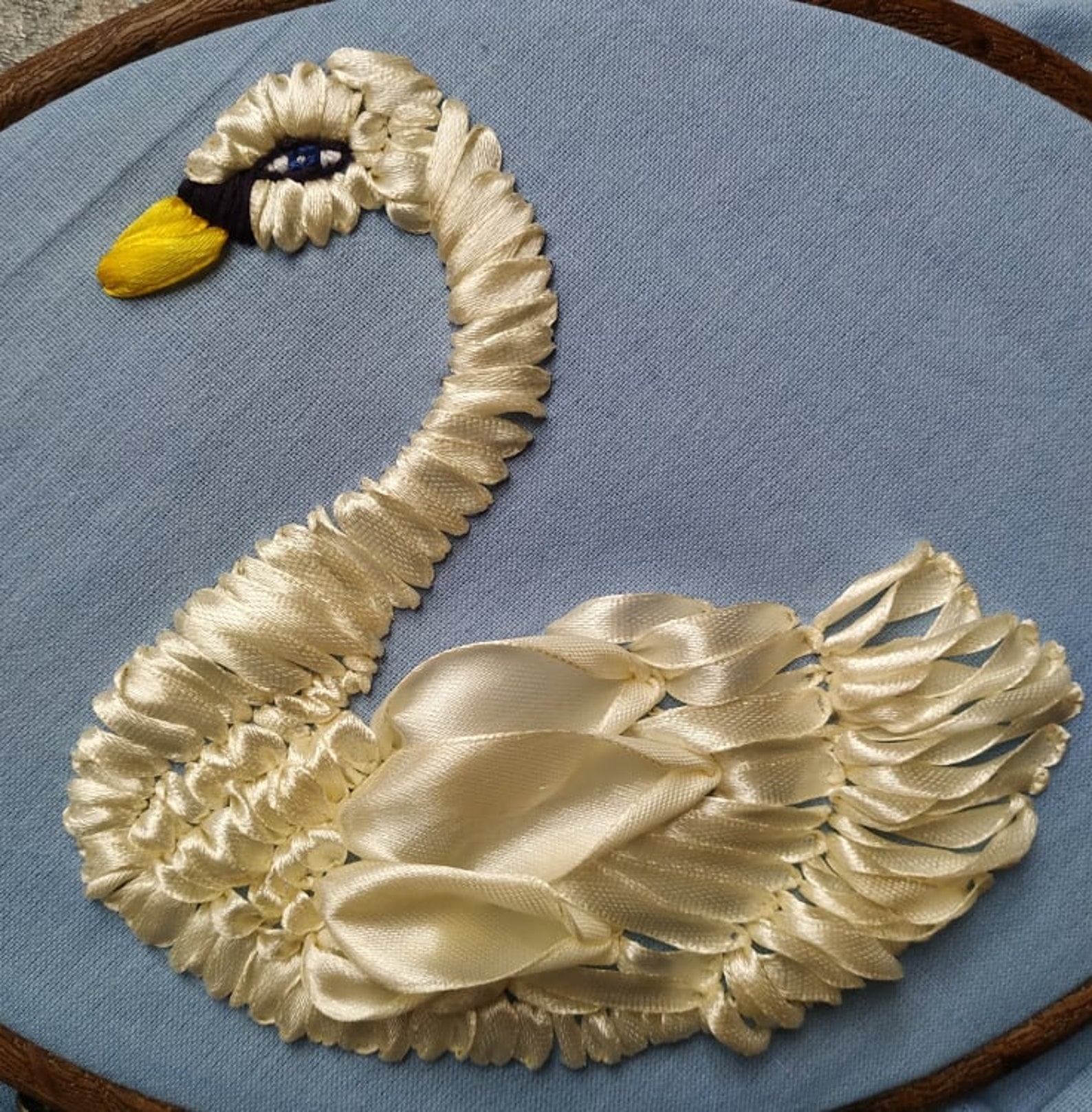 Swan Ribbon Embroidery Tutorial Design, - Instant Download - Etsy