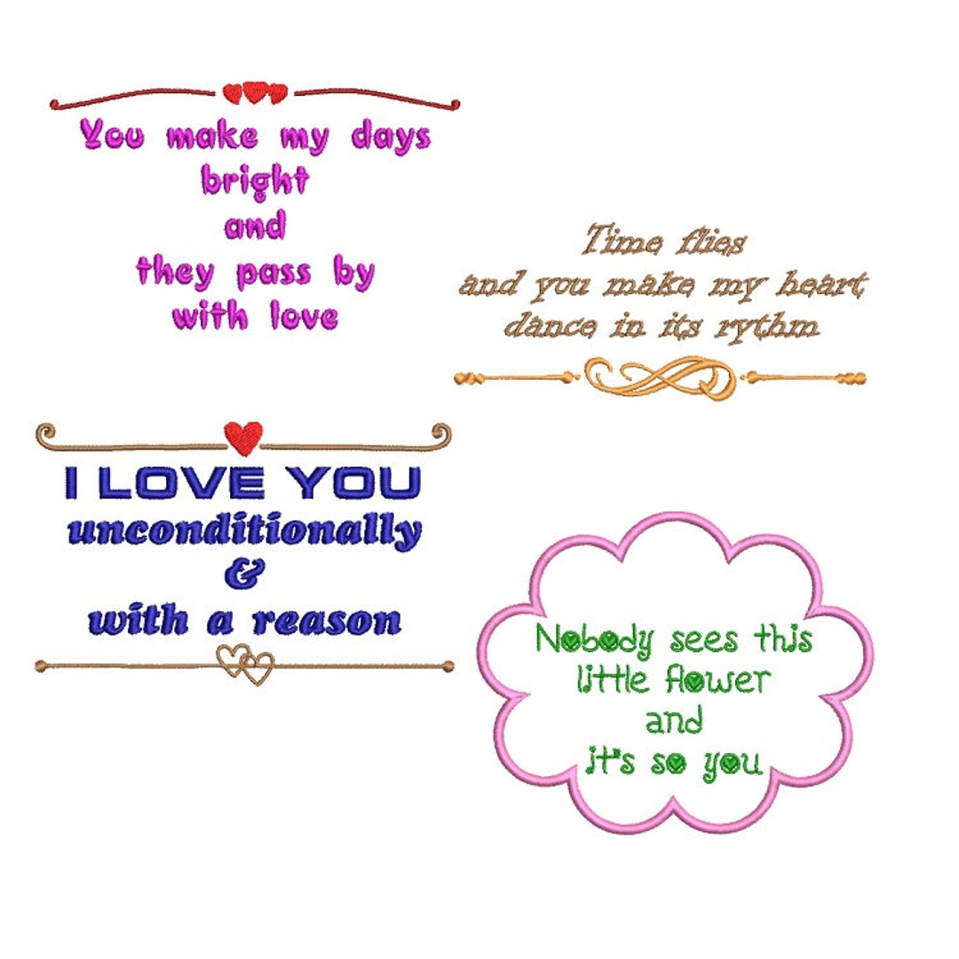 Inspirational Machine Embroidery Words Set- Instant Download File - Etsy
