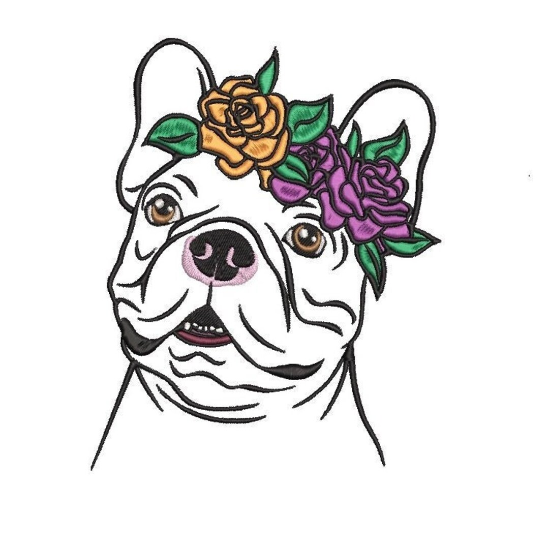 English Bulldog Machine Embroidery Design - Instant Download File - Etsy