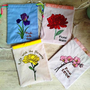 ITH Floral Drawstring Bags Machine Embroidery Designs - Instant ...