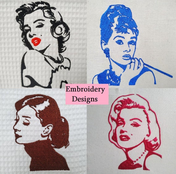 Actresses Machine Embroidery Designs Set of Four Designs - Etsy