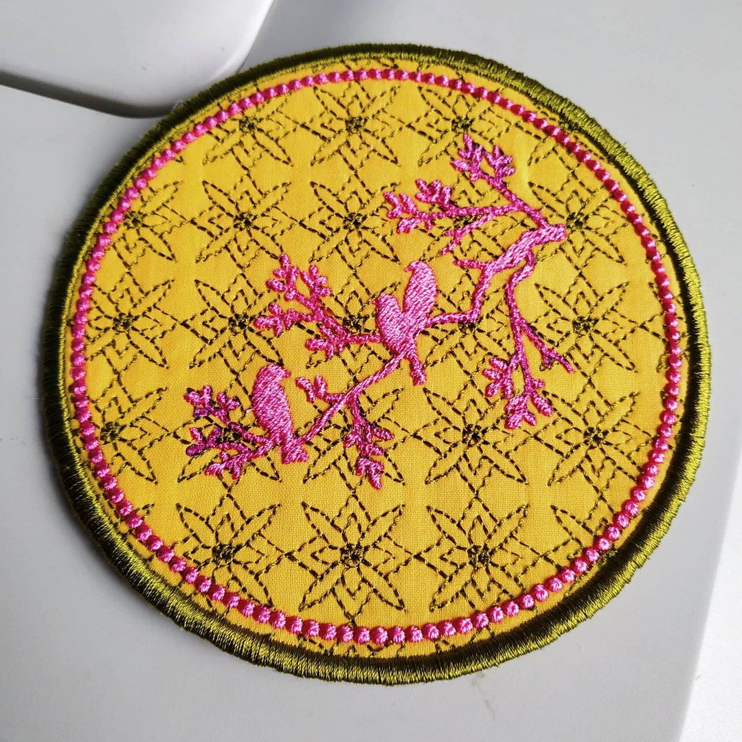 Birds Coaster Machine Embroidery Design - Size 127mm - Instant Download ...