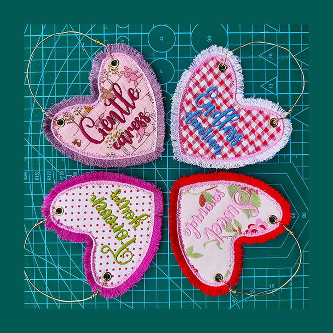 ITH Fringed Love Hearts Machine Embroidery Designs - Instant Download ...