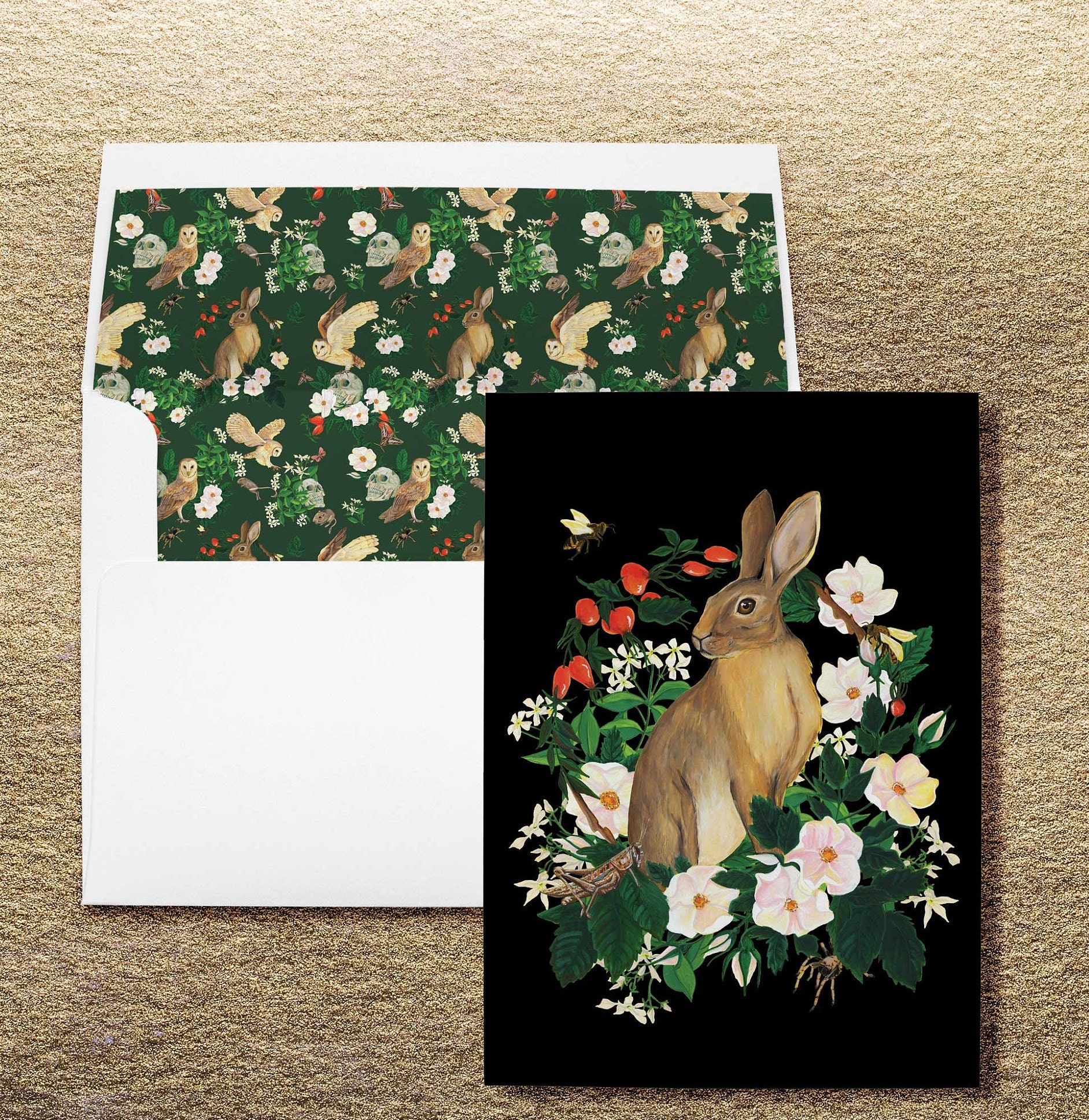 Bunny Rabbit Folded Greeting Card Blank Inside Nature Art Wildlife Art ...