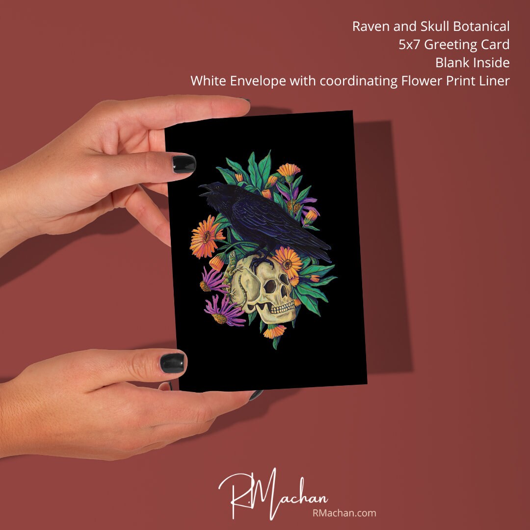 Raven Folded Greeting Card Blank Inside Nature Art Wildlife Art ...