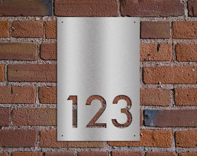 Modern House Number Plaque Bold Vertical Rectangle Contemporary Metal ...