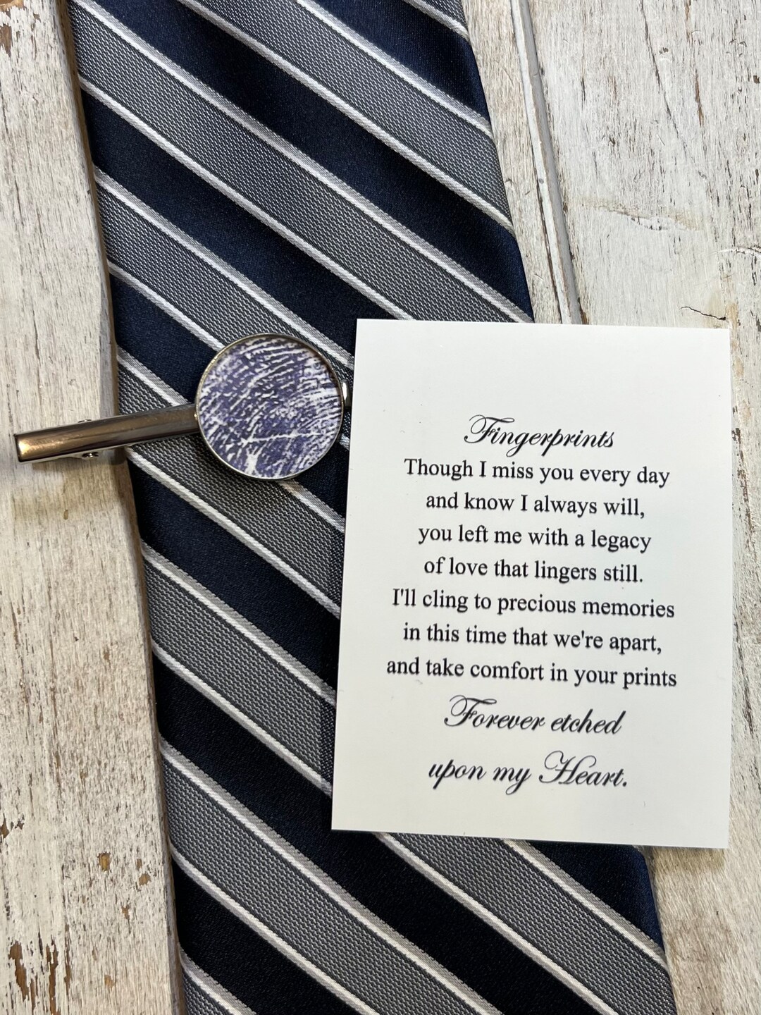 Memorial Tie Clip • Fingerprint Memorial • Memorial Gift • Custom Tie ...