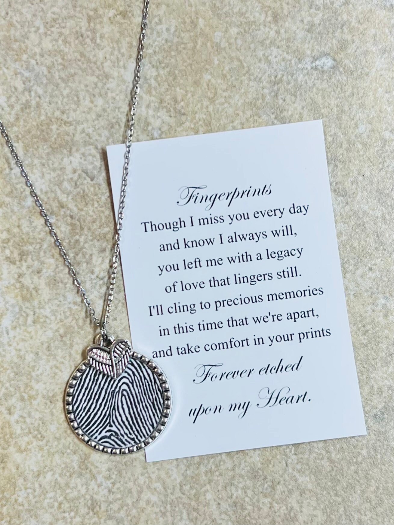 Fingerprint Necklace Thumbprint Necklace Fingerprint Jewelry Memorial ...